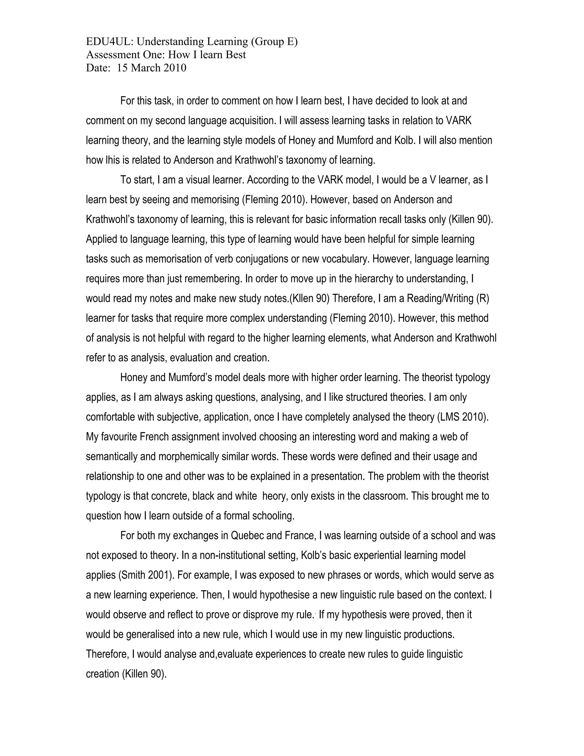 My learning syle | DOC