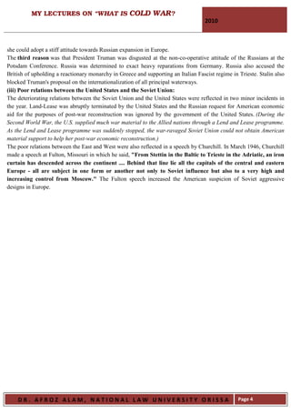 My Lecture One on What is Cold War? | PDF
