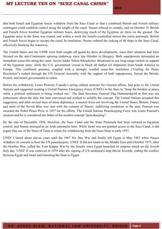 My lectures on suez canal crisis lecture ten | PDF