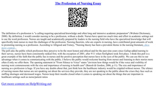 My Life As A Professional Nurse Essay | PPT