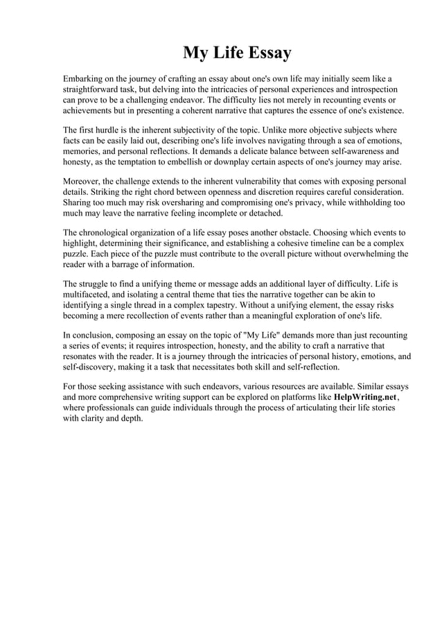 My Life Essay | PDF