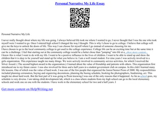 My Life My Journey Essay | PPT