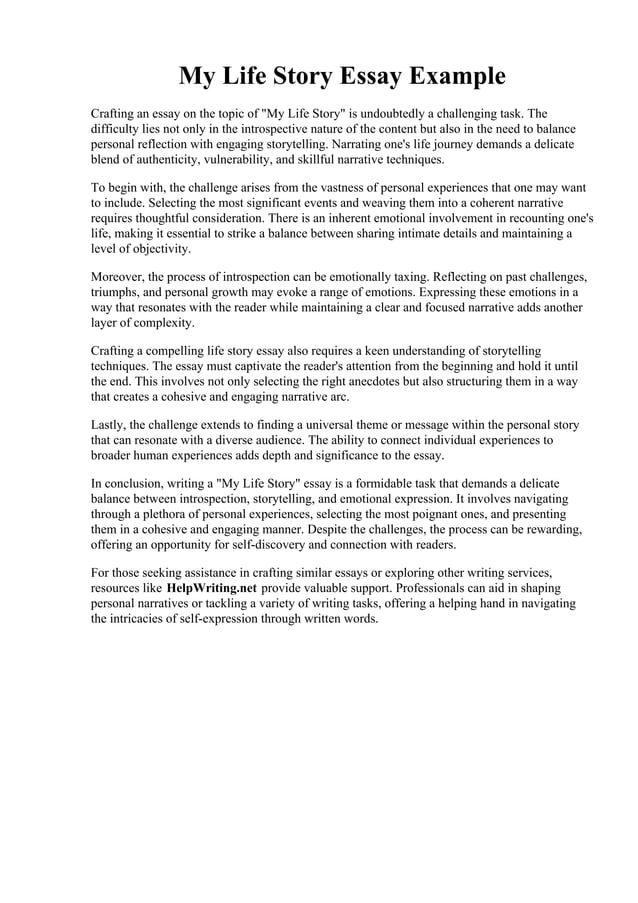 My Life Story Essay Example. 001 Essay Example Story Of My Life ...