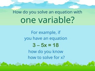 MY LINEAR EQUATION PPT.pptx. Solving of linear equation | PPTX