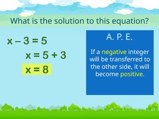 MY LINEAR EQUATION PPT.pptx. Solving of linear equation | PPTX