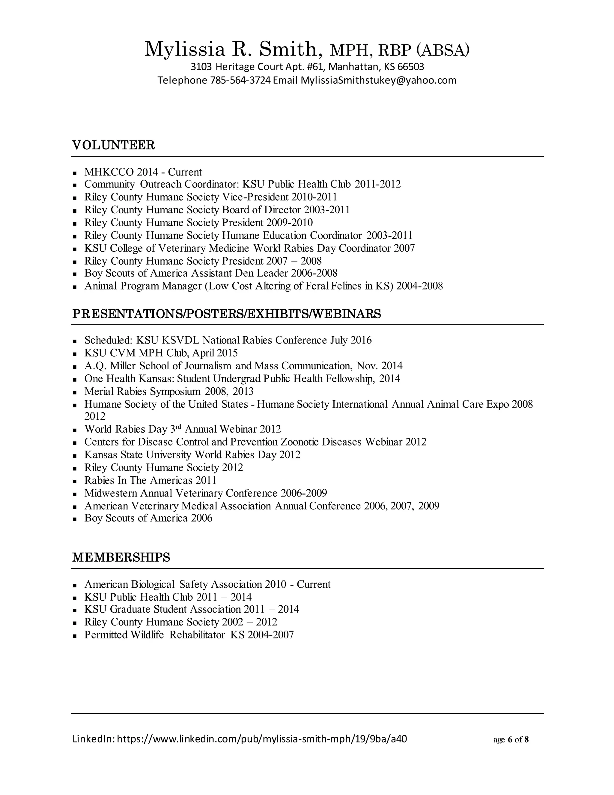 Mylissia Smith Resume Paragraph Form / CV | DOCX
