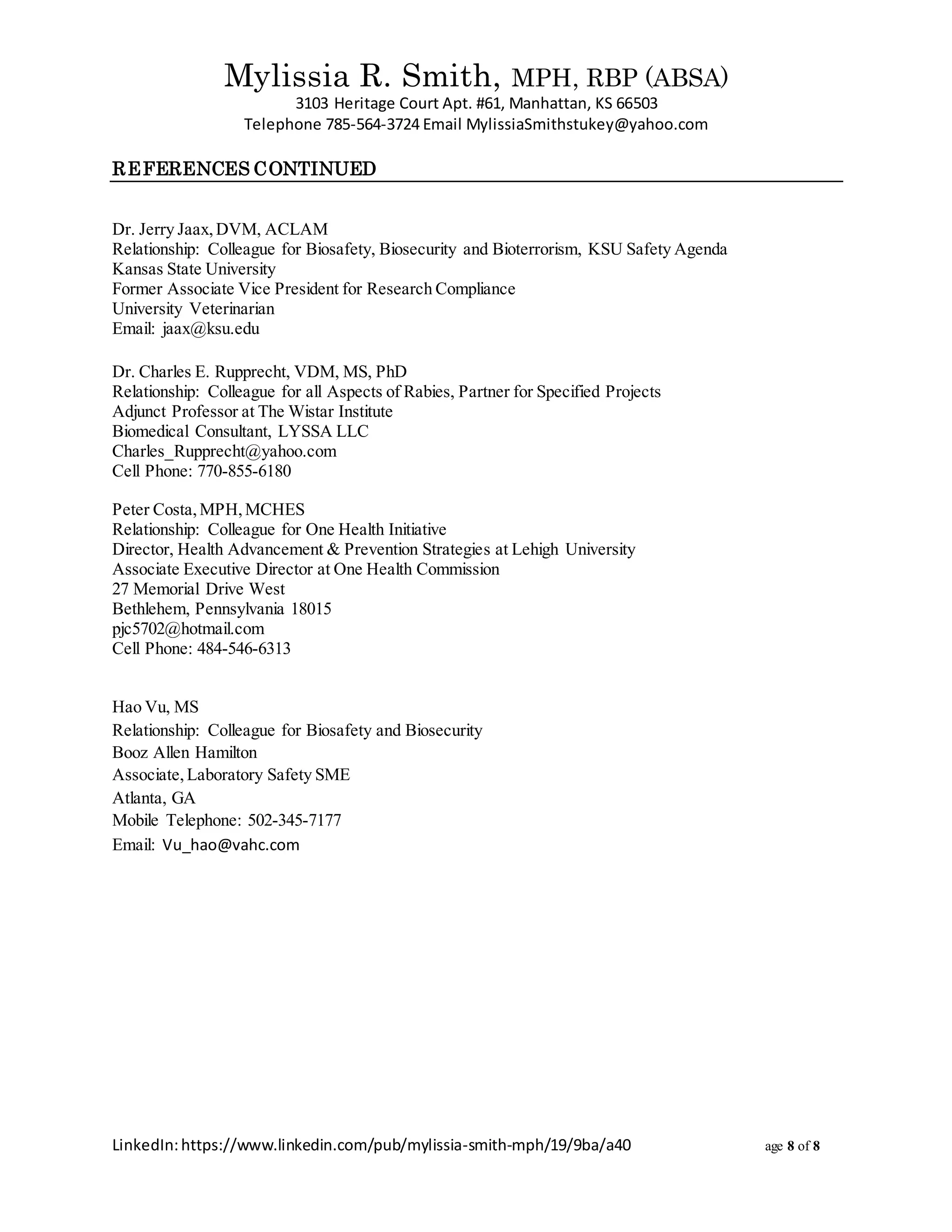 Mylissia Smith Resume Paragraph Form / CV | DOCX