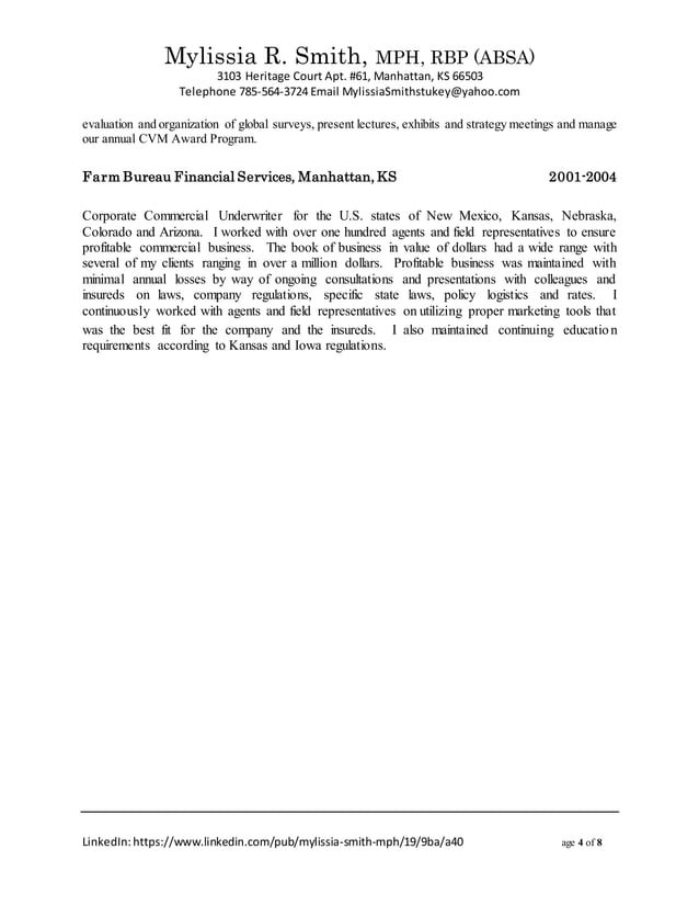 Mylissia Smith Resume Paragraph Form / CV | PDF