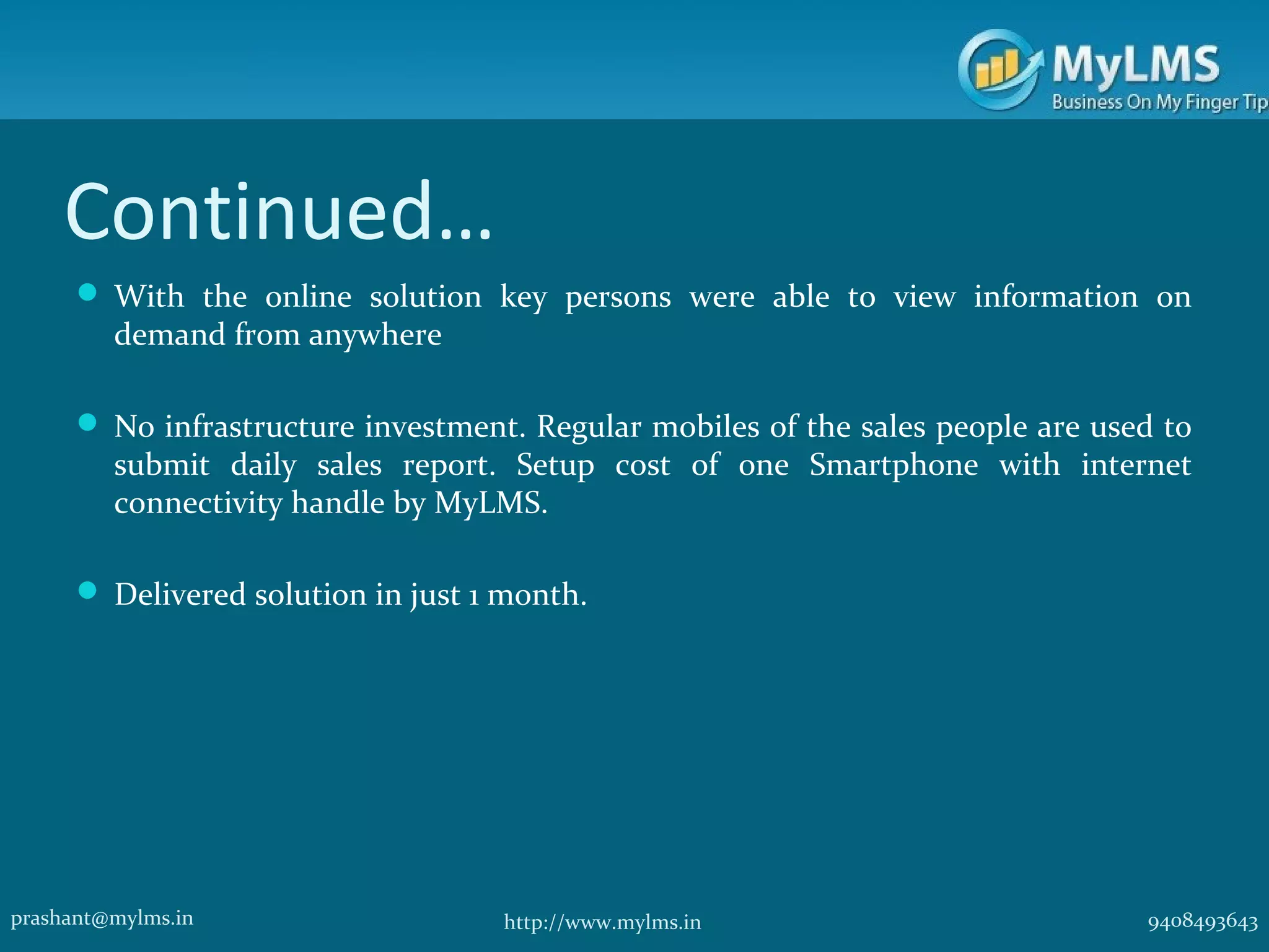 MyLMS– FMCG Case Study | PPT