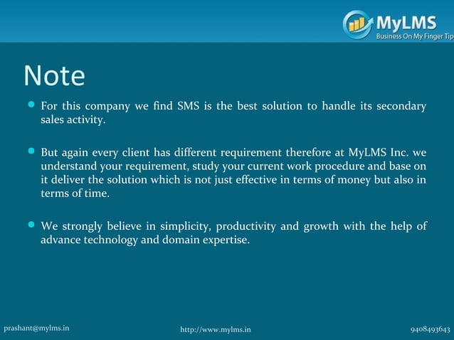 MyLMS– FMCG Case Study | PPT