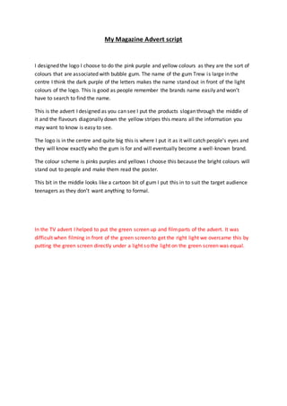My magazine advert script | DOCX