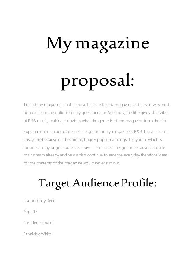 My magazine proposal
