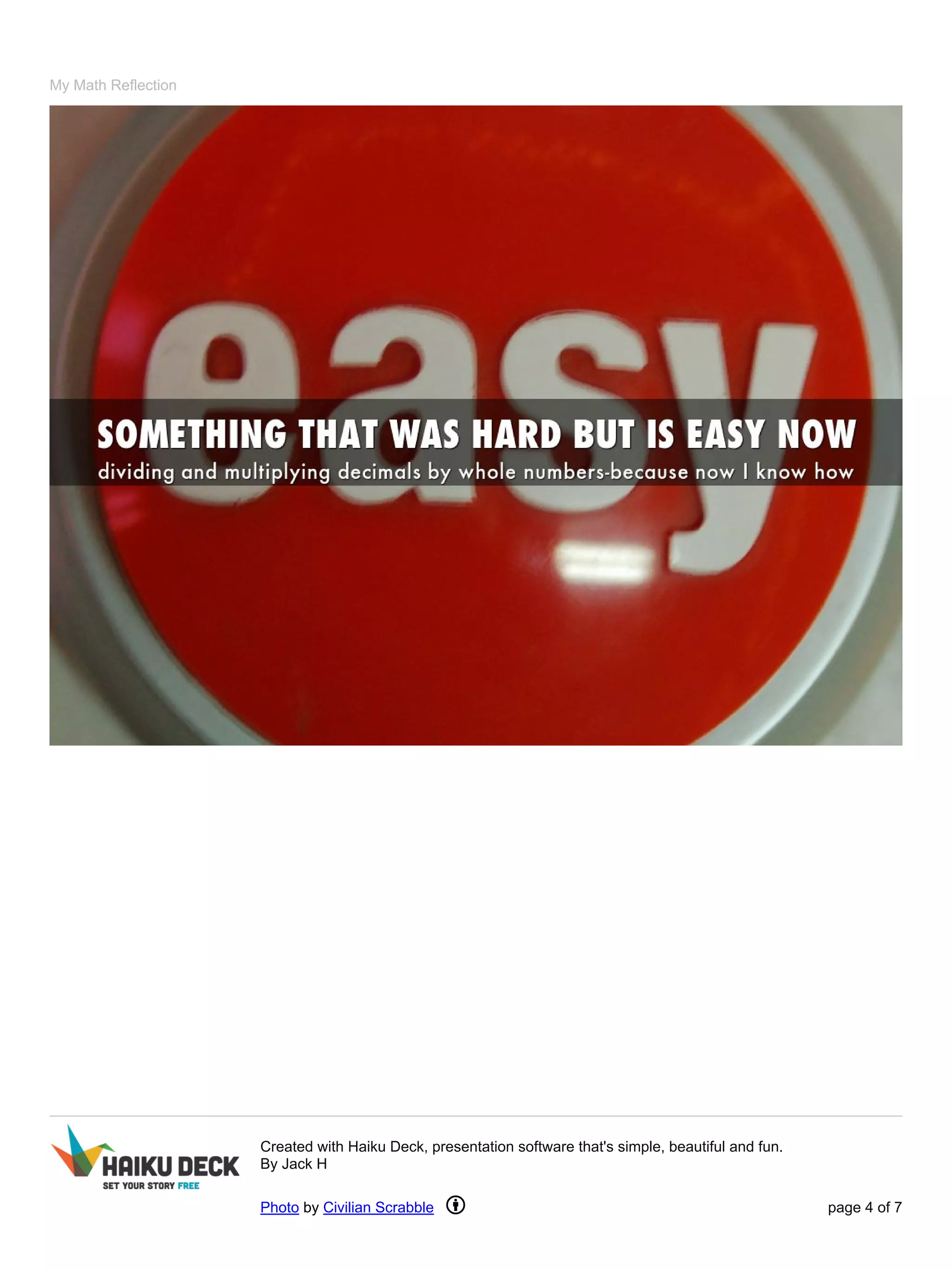 My Math Reflection | PDF