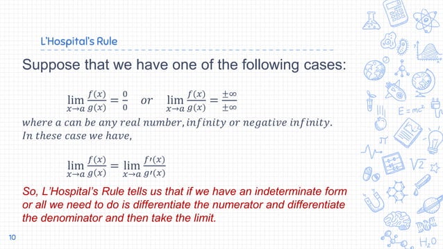 Indeterminate forms and L'Hospital's Rule | PPTX