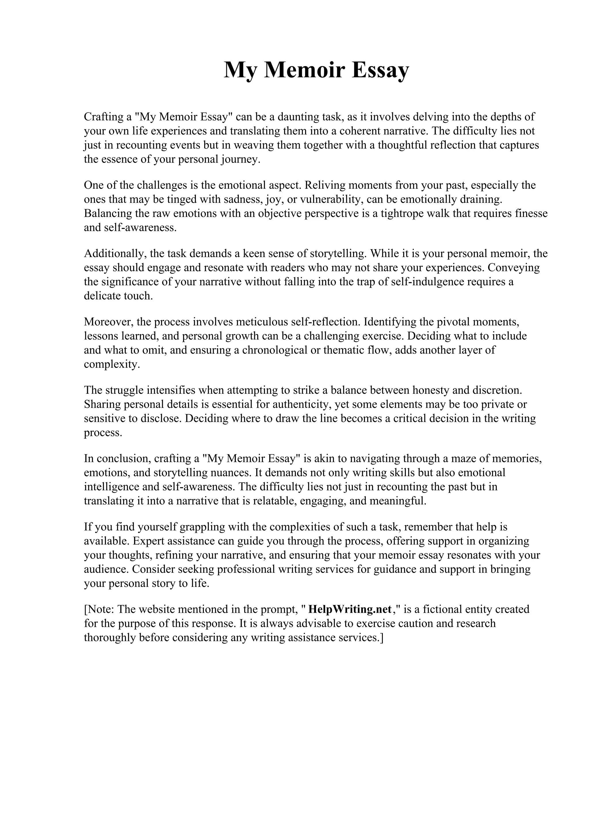 My Memoir Essay | PDF