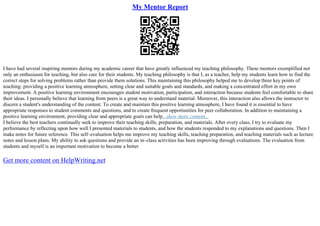 My Mentor Essay | PDF