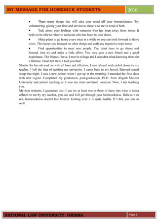 My message for homesick students | PDF