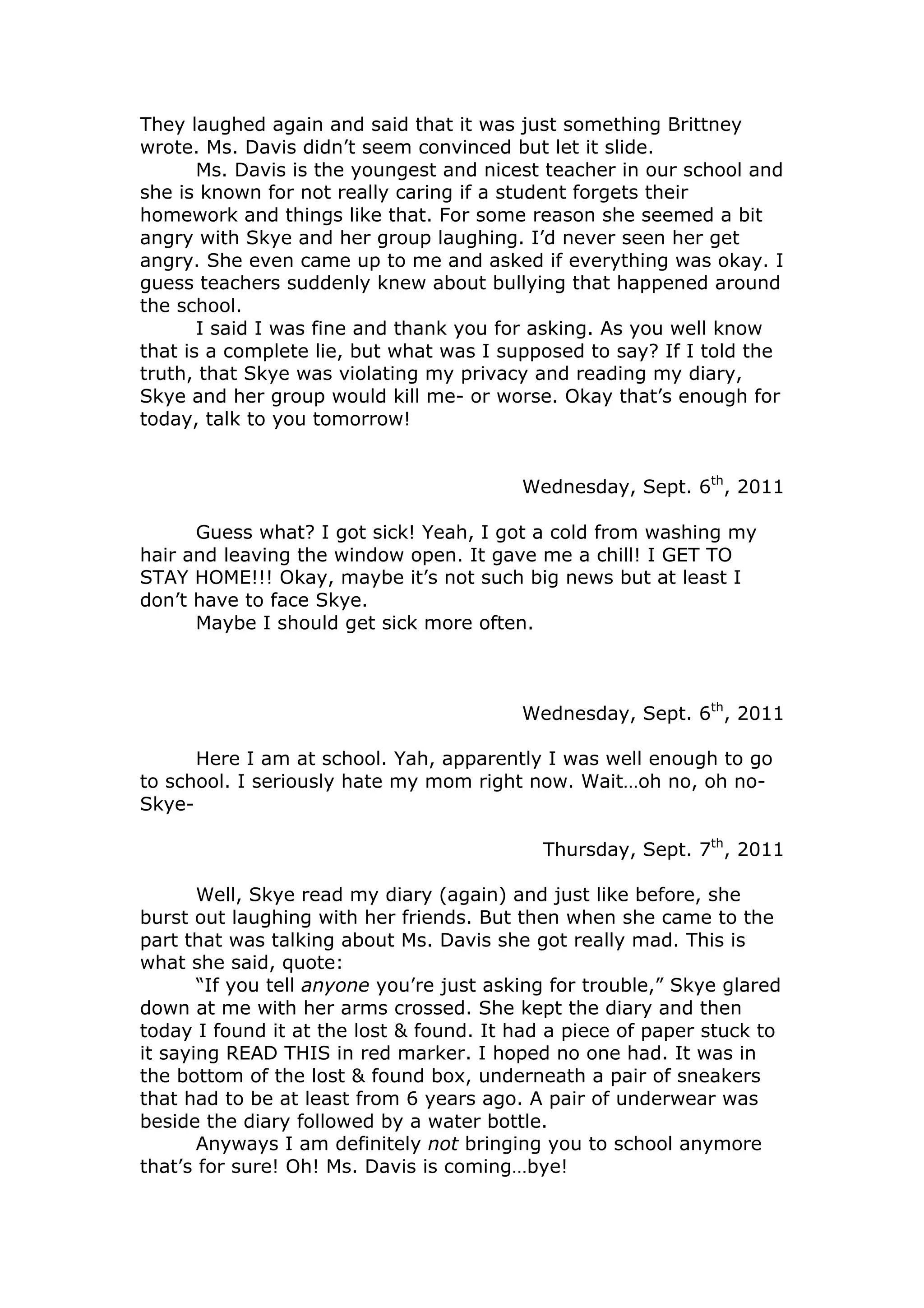 My middle school diary | PDF