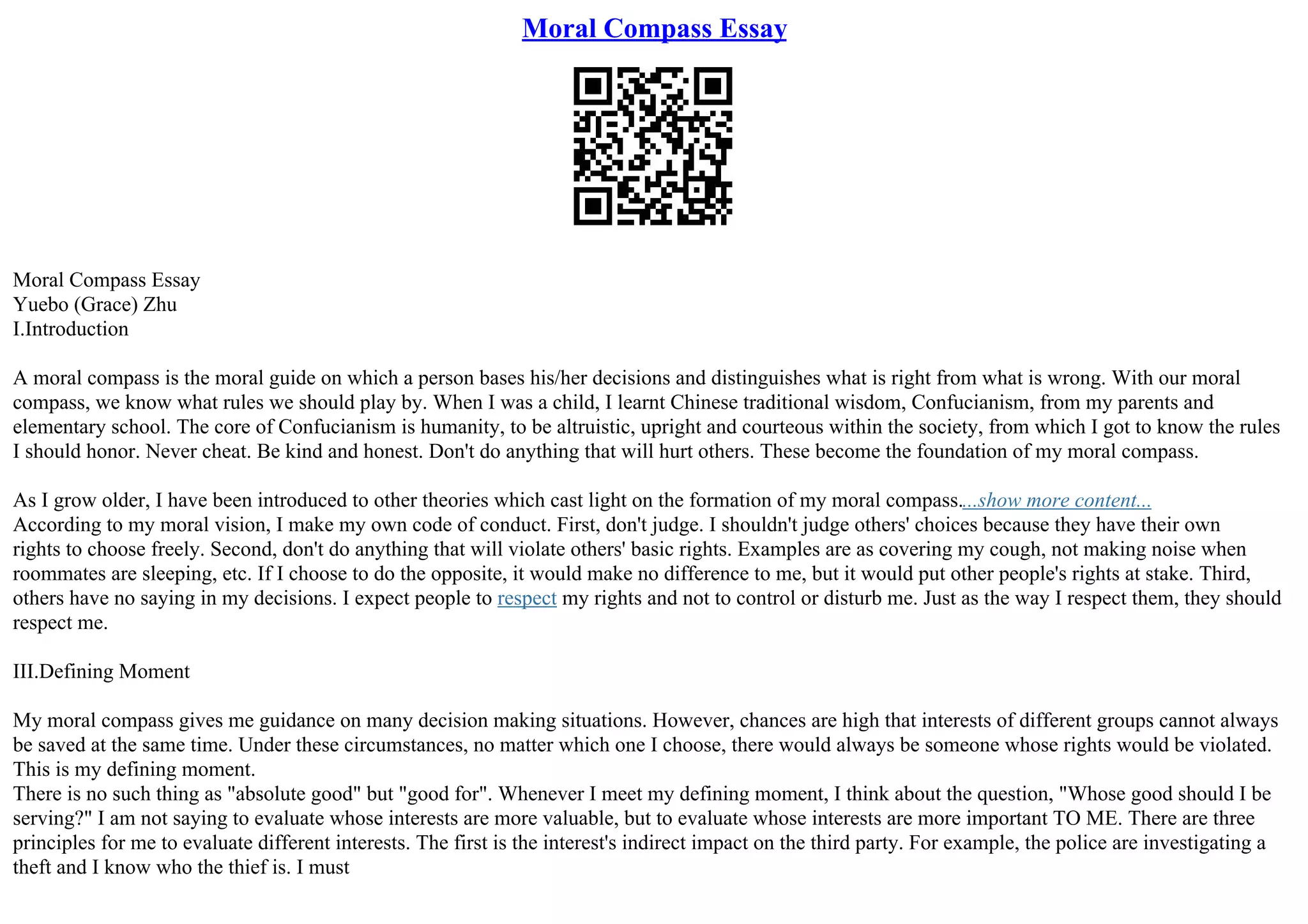 My Moral Compass | PDF