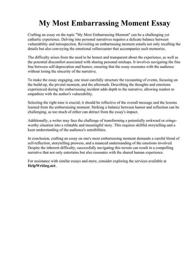 My Most Embarrassing Moment Essay.pdf | Geography | Science