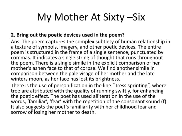 My mother at 66 | PPTX | Bereavement | Family and Relationships