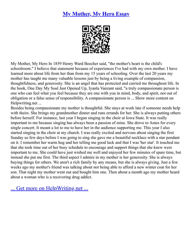 My Mother, My Hero Essay | PDF