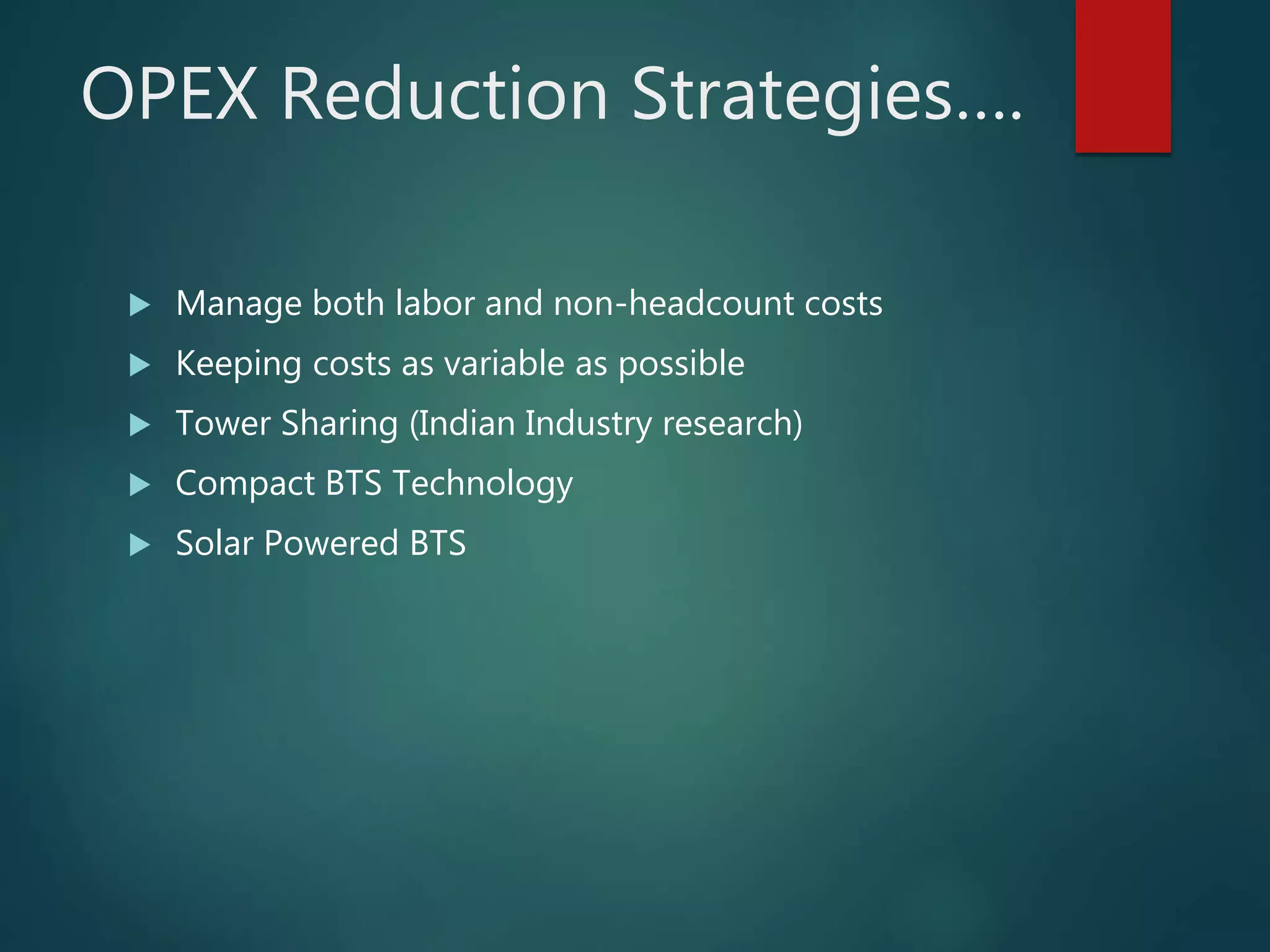 OPEX reduction in telecom industry | PPTX