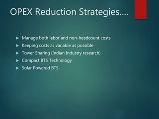 OPEX reduction in telecom industry | PPTX