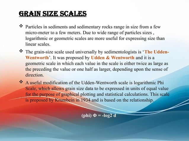 THE SEDIMENTARY TEXTURE [ONLY GRAIN SIZES] | PPTX
