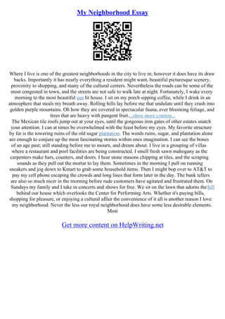 My Neighborhood Essay | PDF