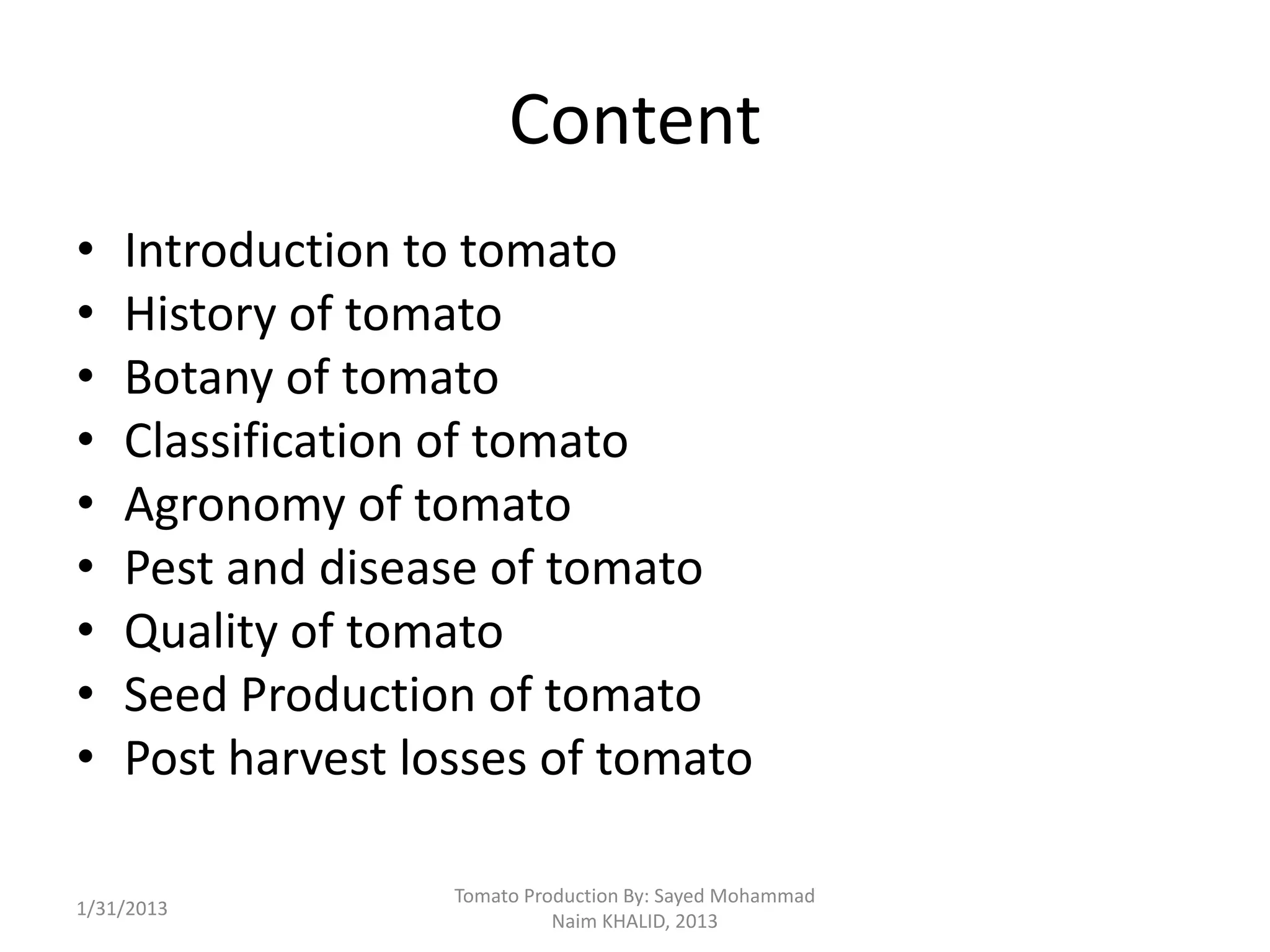 Tomato production | PPT