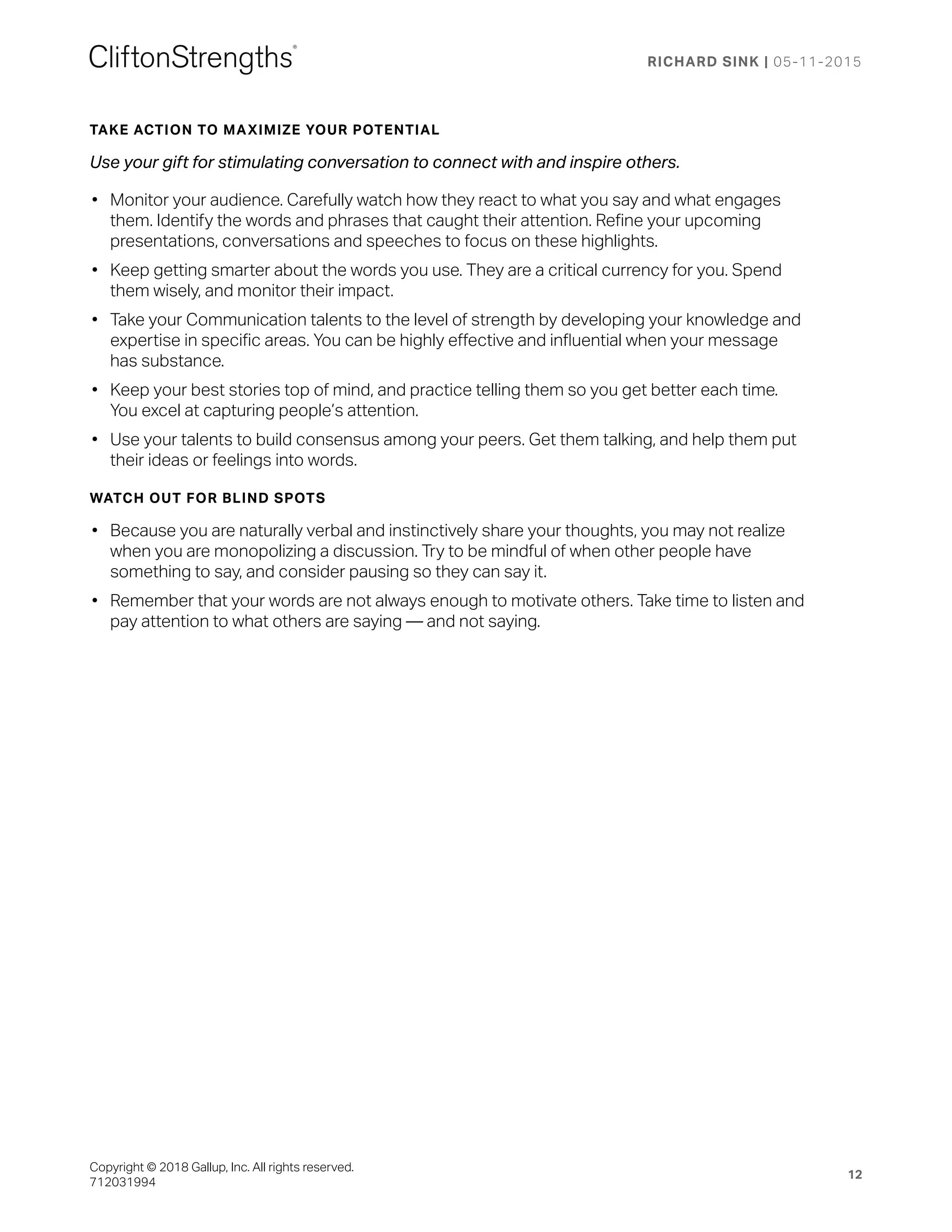 My New Clifton StrengthsFinder 34 report | PDF