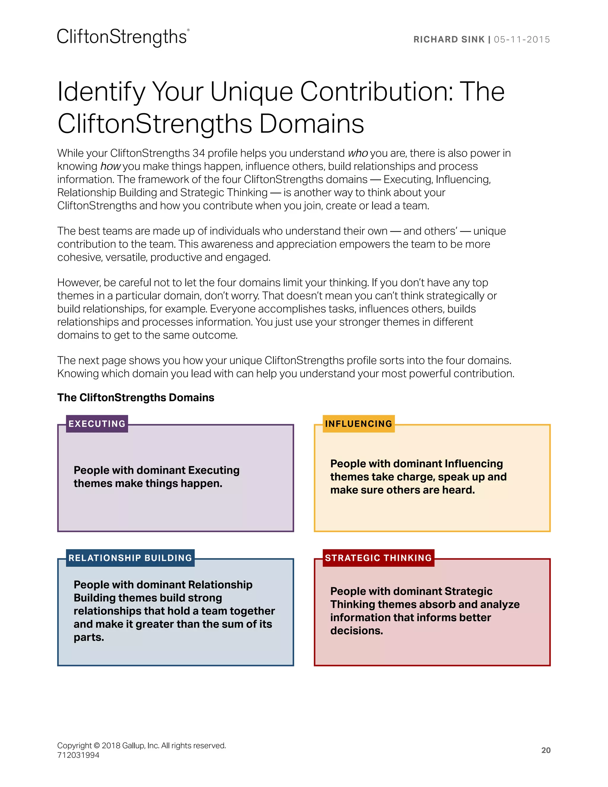 My New Clifton StrengthsFinder 34 report | PDF