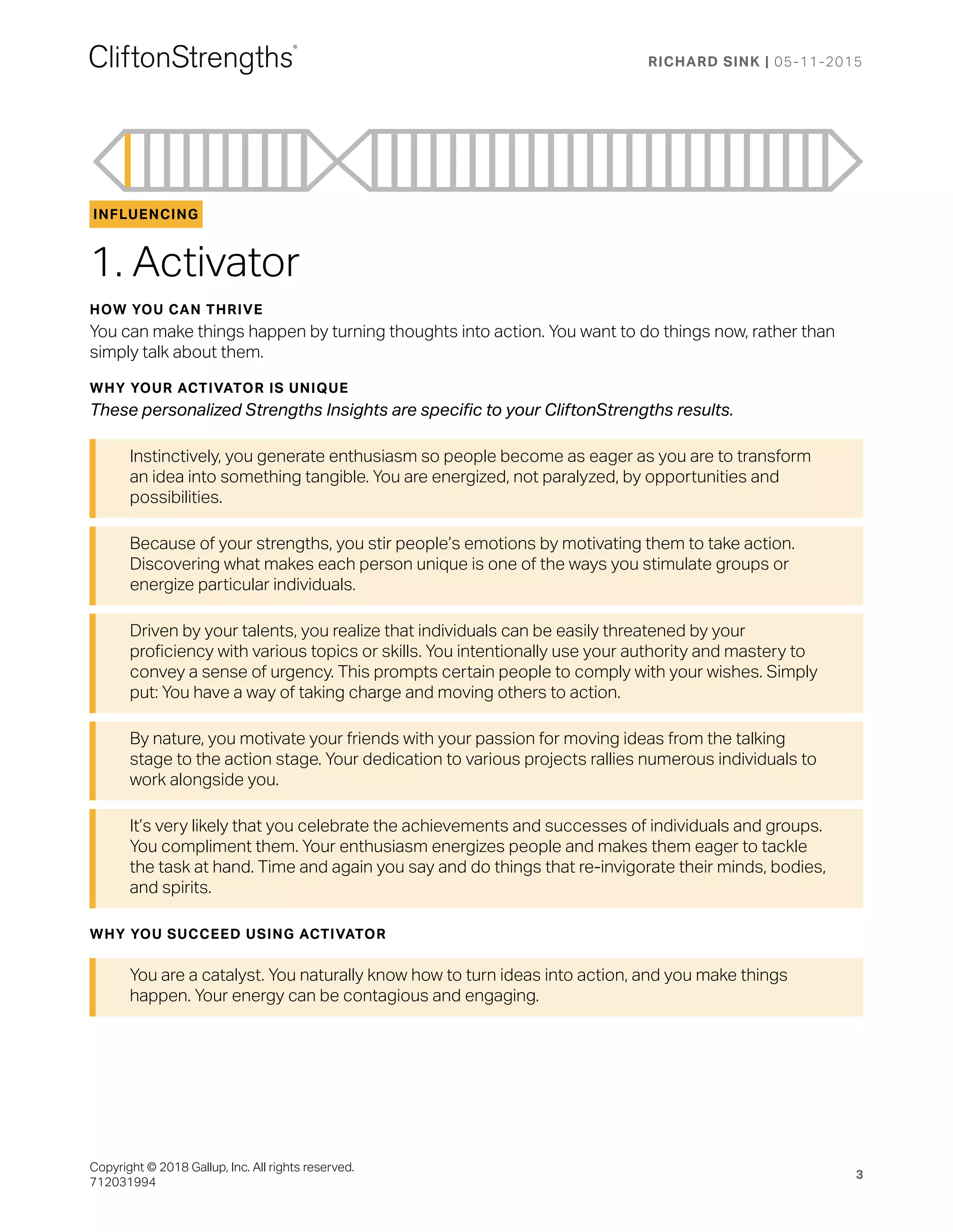 My New Clifton StrengthsFinder 34 report | PDF