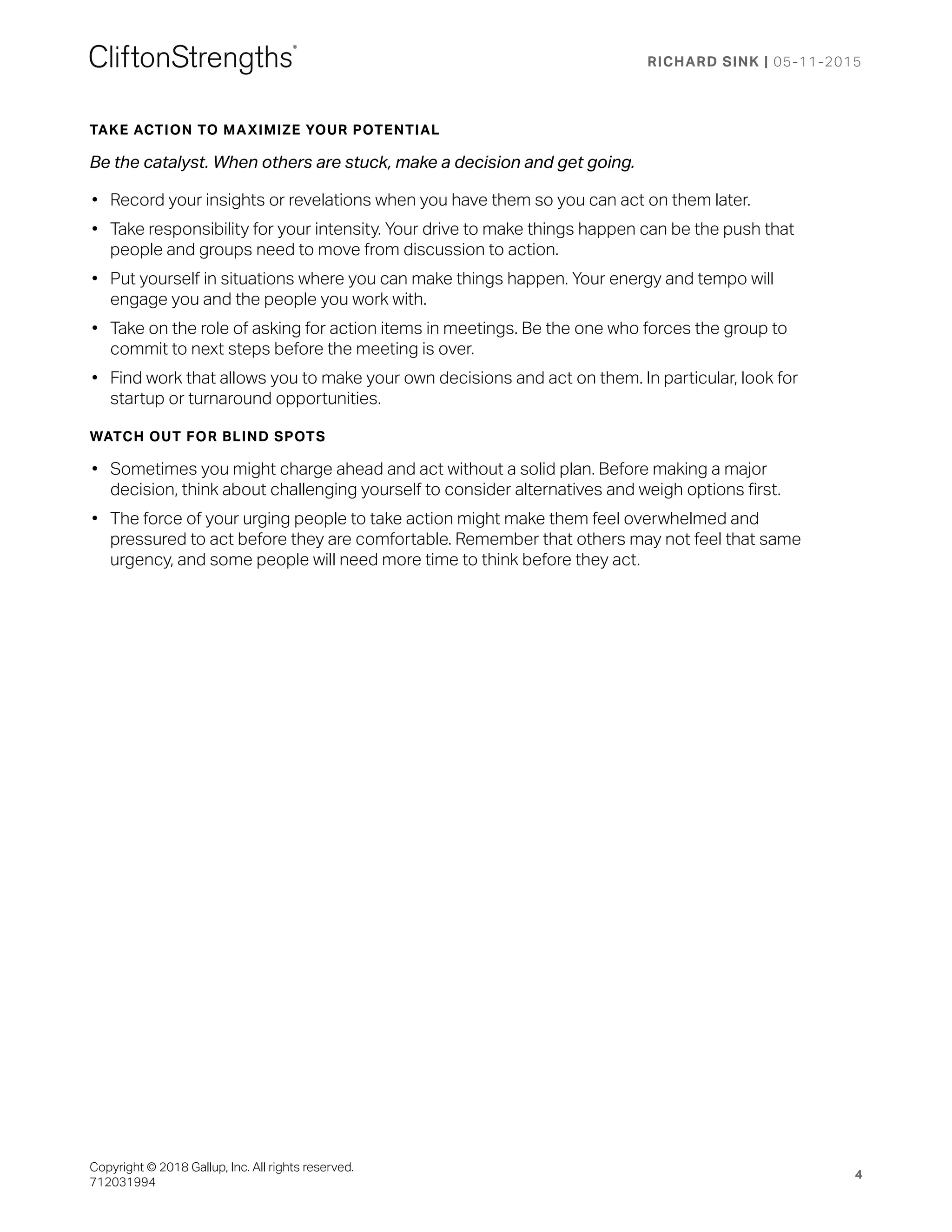 My New Clifton StrengthsFinder 34 report | PDF