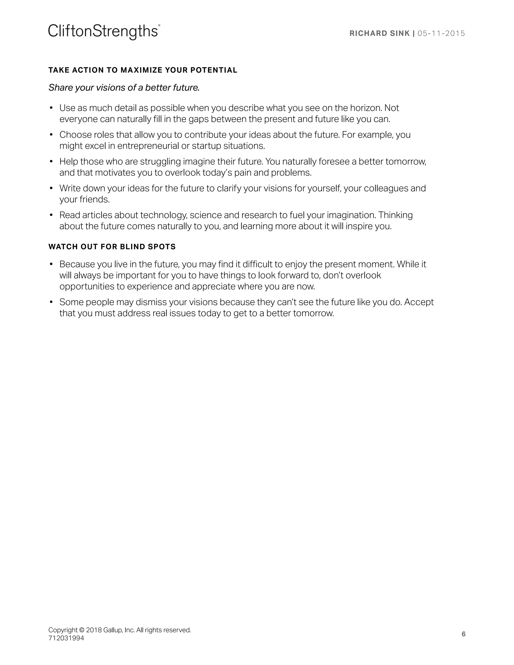 My New Clifton StrengthsFinder 34 report | PDF