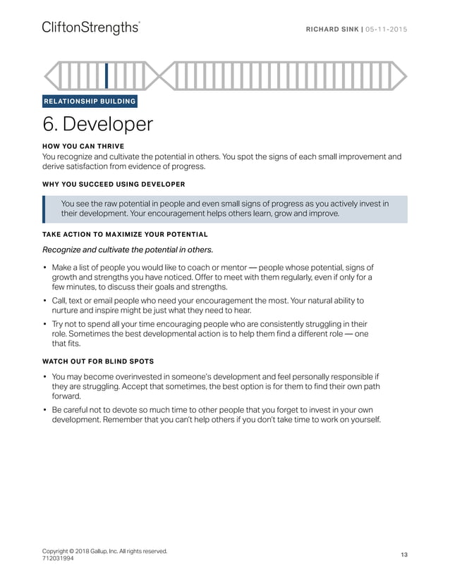 My New Clifton StrengthsFinder 34 report | PDF