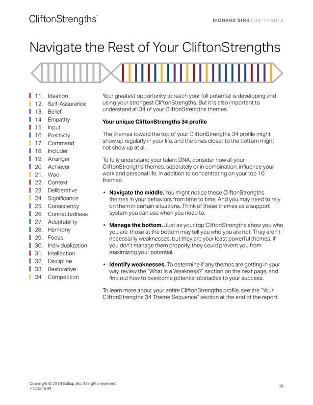 My New Clifton StrengthsFinder 34 report | PDF