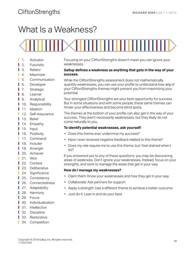 My New Clifton StrengthsFinder 34 report | PDF