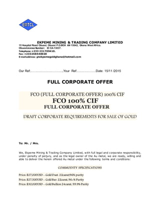 My new fco today | DOCX | Commodities | Economy