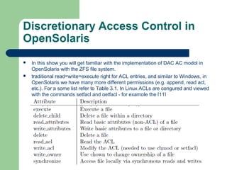 Unix SVR4/OpenSolaris and allumos Access Control | PPT