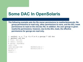 Unix SVR4/OpenSolaris and allumos Access Control | PPT
