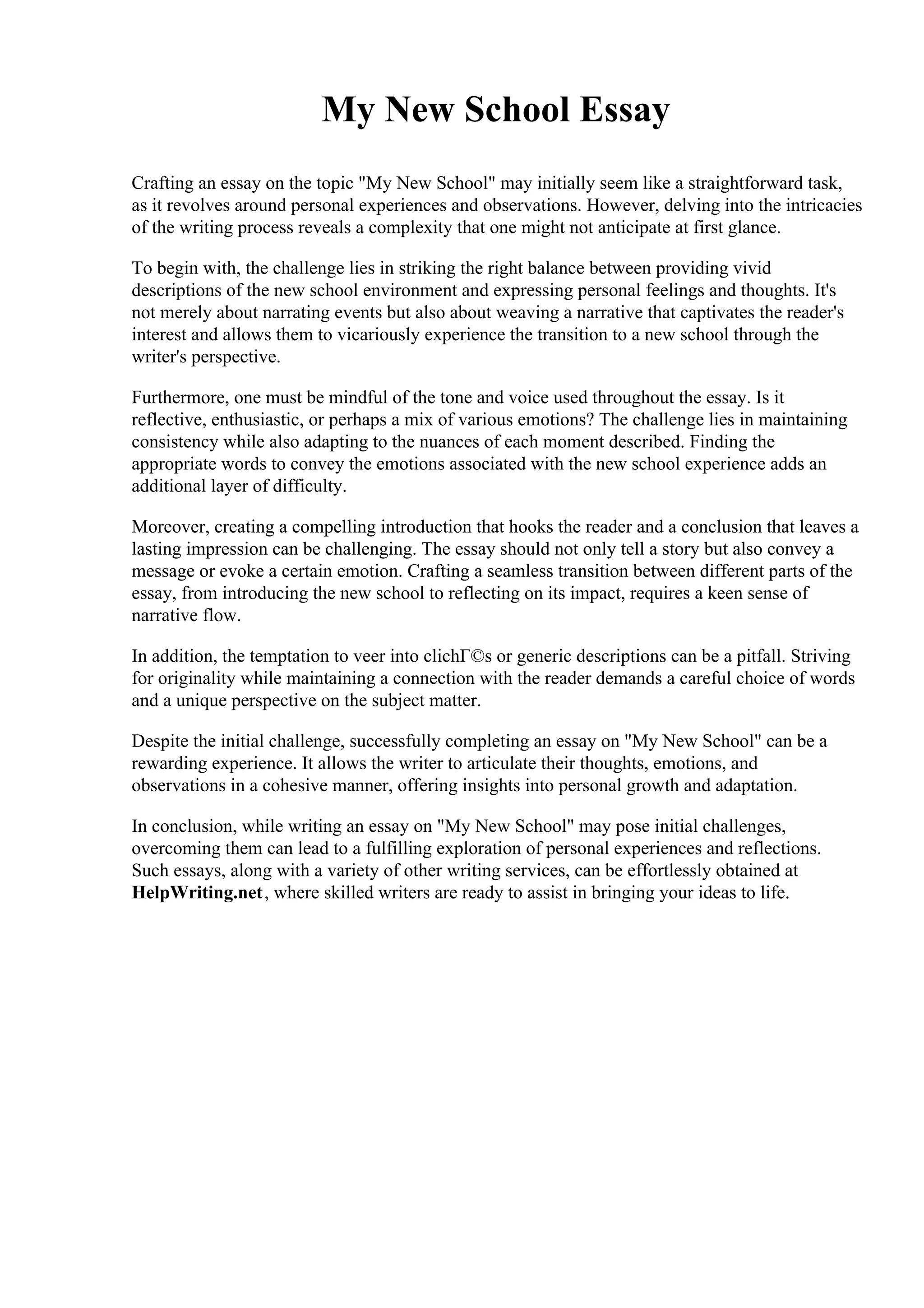 My New School Essay.pdf | Homework and Study | Education