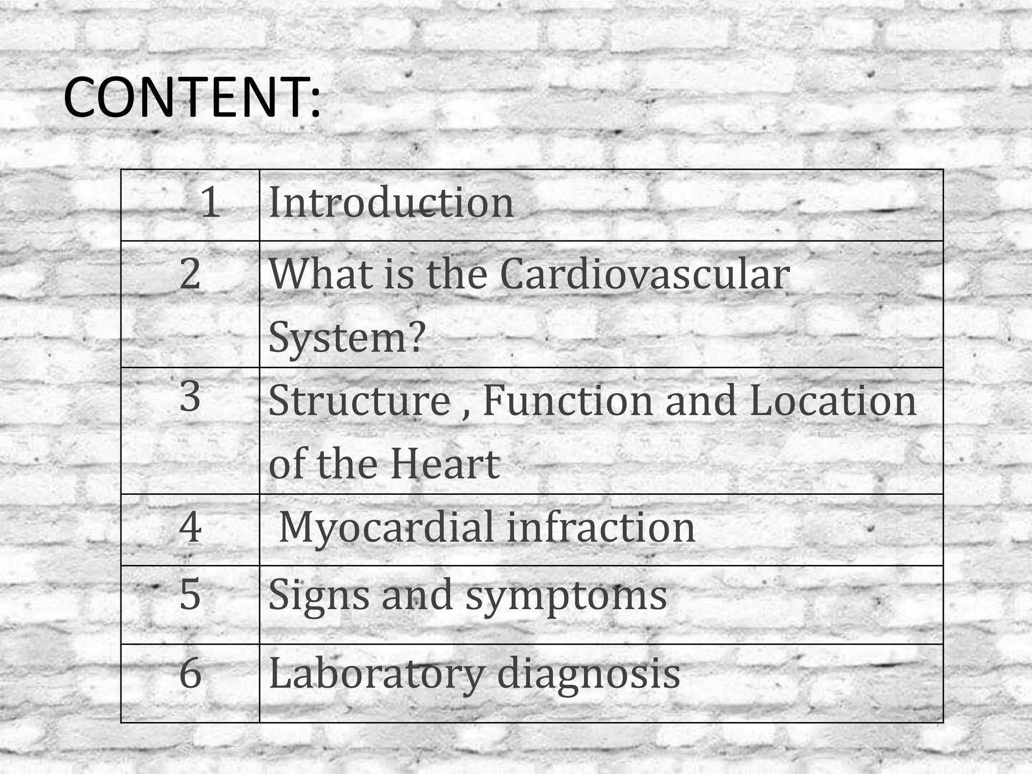 CARDIOVASCULAR SYSTEM, MYOCARDIAL INFRACTION AND LABORATORY DIAGNOSIS | PPT