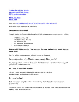 MYOB Hosting | PDF