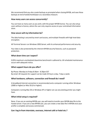 MYOB Hosting | PDF