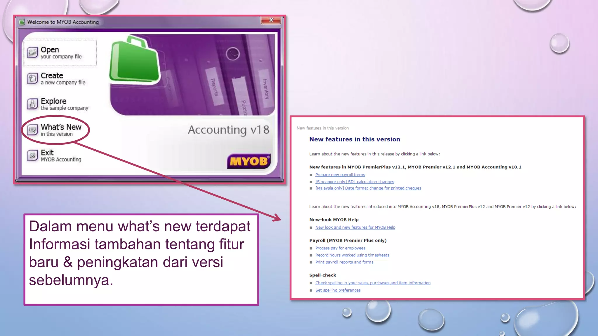 Menu Utama Program MYOB Acc Version 18 | PPTX