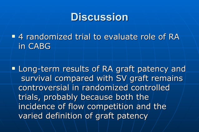 Myocardial revascularisation using radial artery presentation | PPT ...