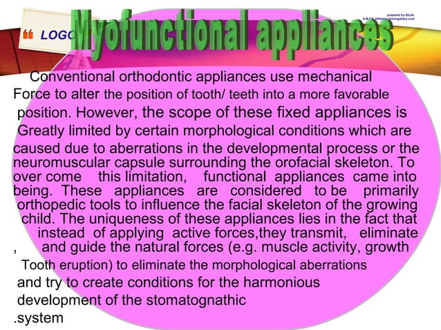 Myofunctional appliances in orthodontic | PPT