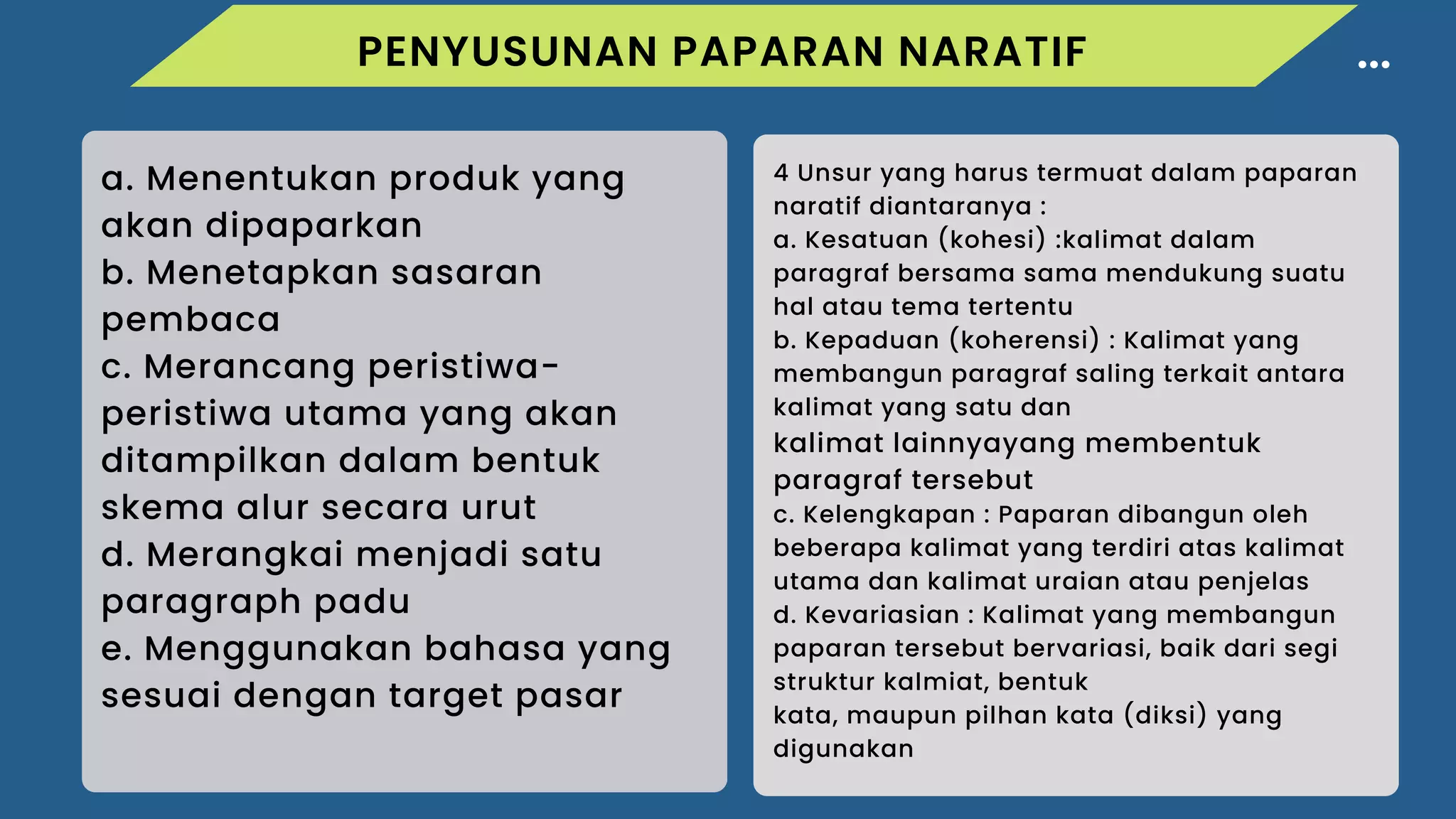 PENYUSUNAN PAPARAN DESKRIPTIF, NARATIF, ARGUMENTATIF DAN PERSUASIF ...